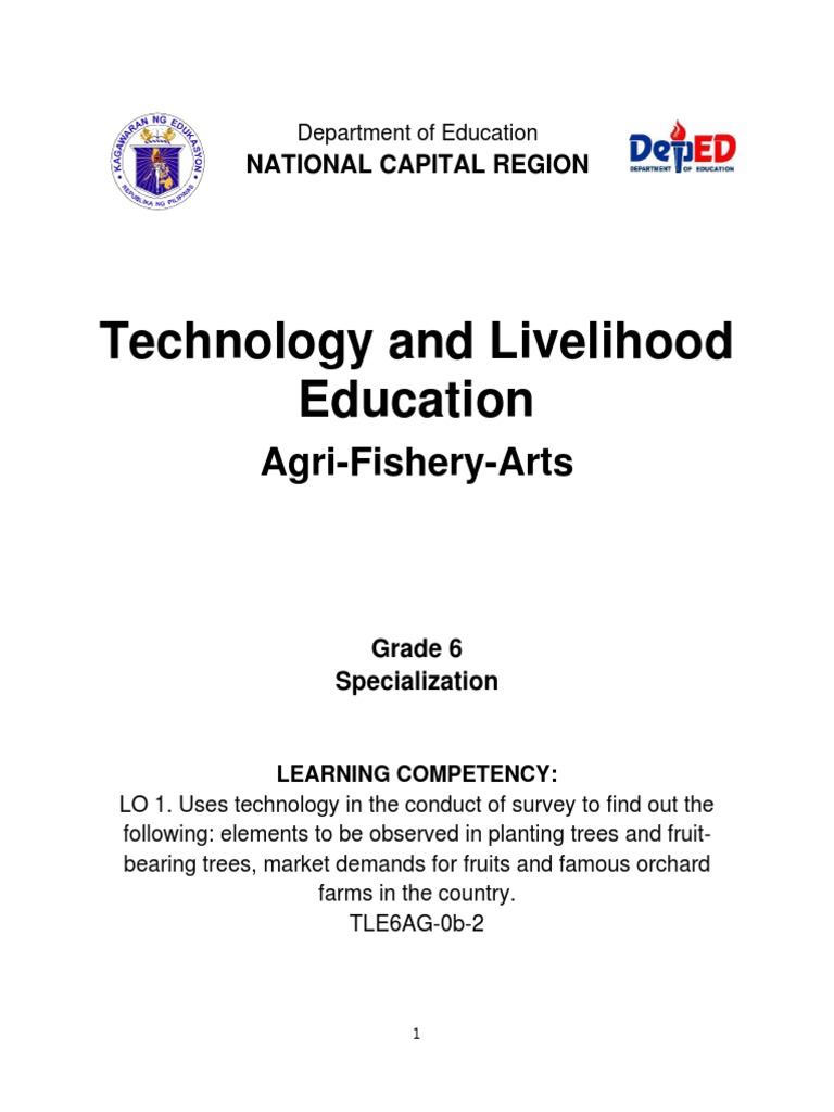 Technology and Livelihood Education: Agri-Fishery-Arts | PDF | Trees | Soil