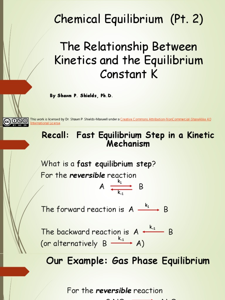 Chemical Equilibrium (Pt. 2) The Relationship Between Kinetics and The ...