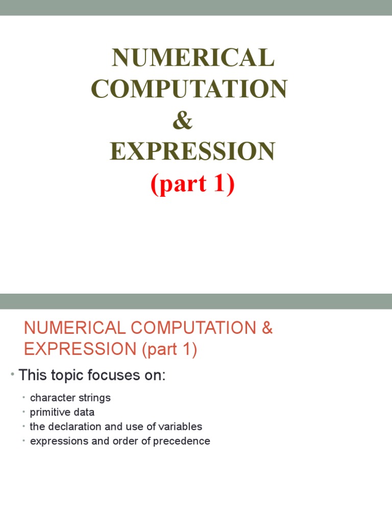 Week 3 - Numerical Data and Expression Part 1 | PDF | Data Type ...