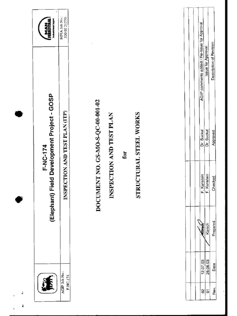 ITP - Steel Structure | PDF