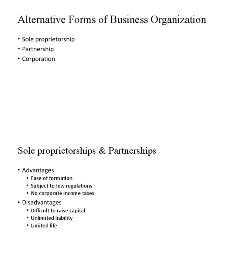 Alternative Forms of Business Organization | PDF