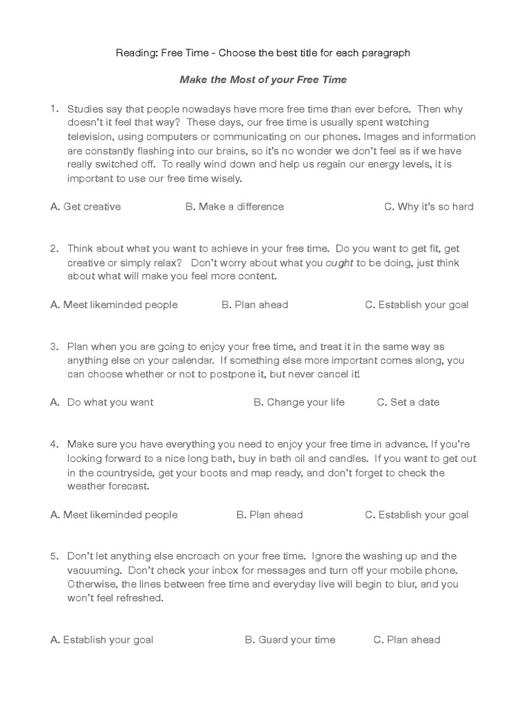 Optimize Your Free Time Effectively | PDF | Communication