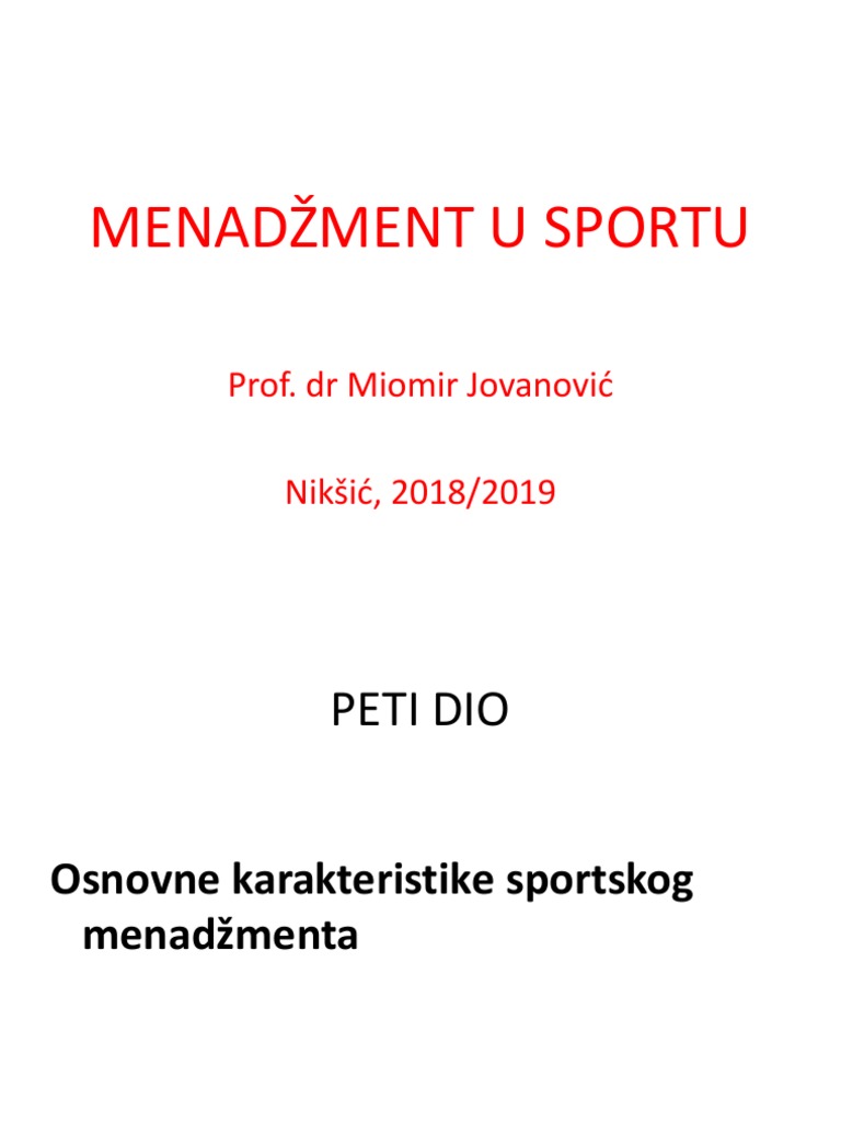 Menadzment U Sportu | PDF