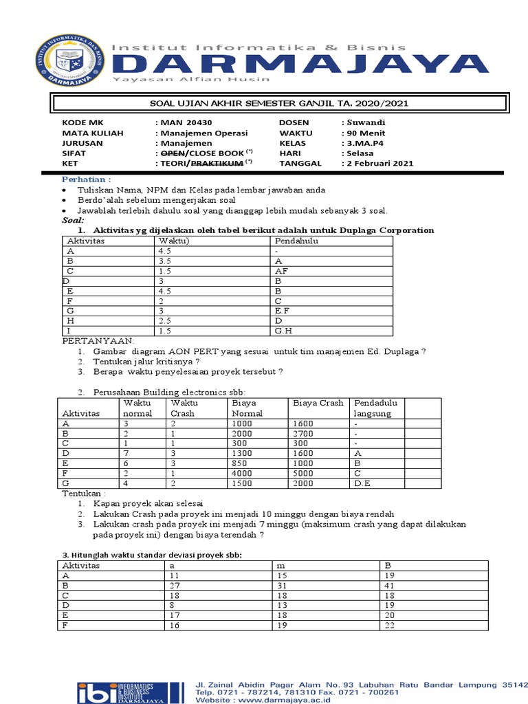 Soal Uas Mo.p4 | PDF
