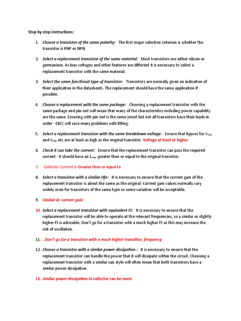Transistor Replacement Guide | PDF | Transistor | Bipolar Junction ...
