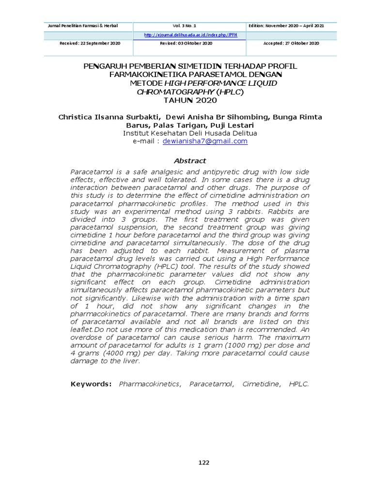 Pengaruh Pemberian Simetidin Terhadap Profil Farmakokinetika ...