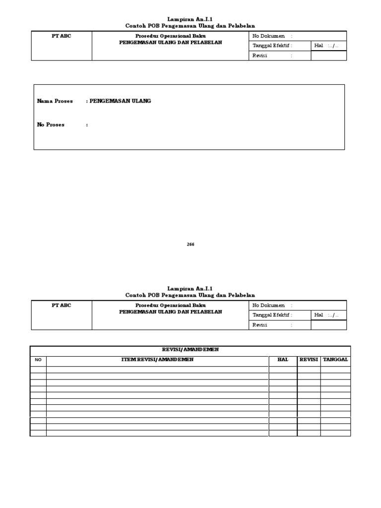 Contoh POB Pengemasan Ulang | PDF