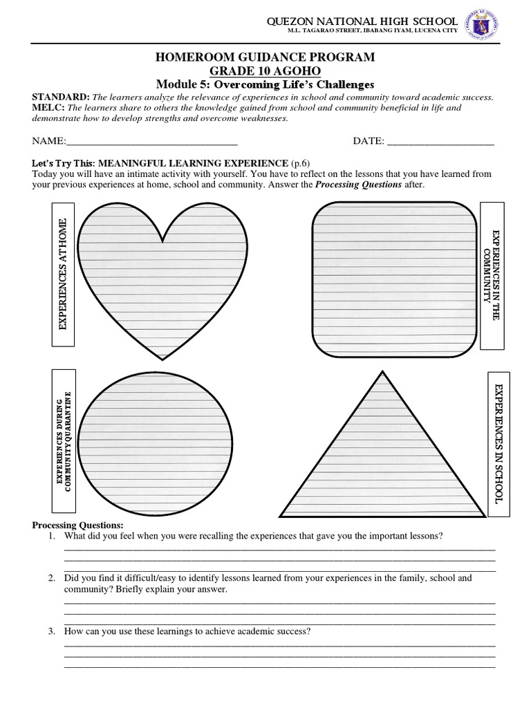 Hg-Module 5-Answer Sheets | PDF | Education Theory | Learning