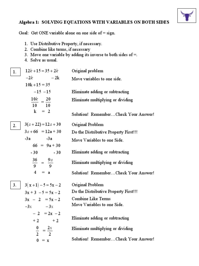 Solving Equations with Variables on Both Sides: A Step-by-Step Guide to ...