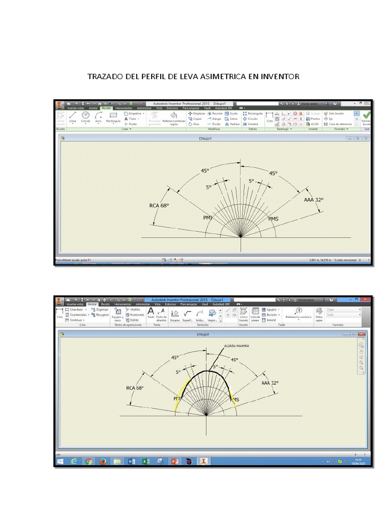 Trazado Del Perfil de Leva Asimetrica en Inventor | PDF
