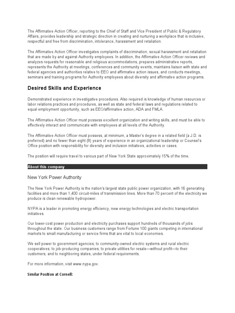 The Affirmative Action Officer Job Description | PDF | Affirmative ...