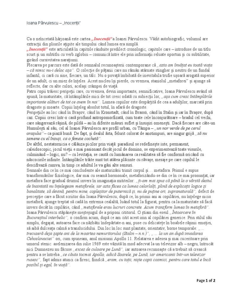 Ioana Pârvulescu INOCENTII | PDF