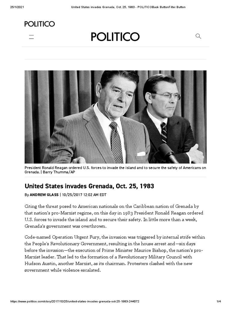 United States Invades Grenada, Oct. 25, 1983 - POLITICO | PDF ...