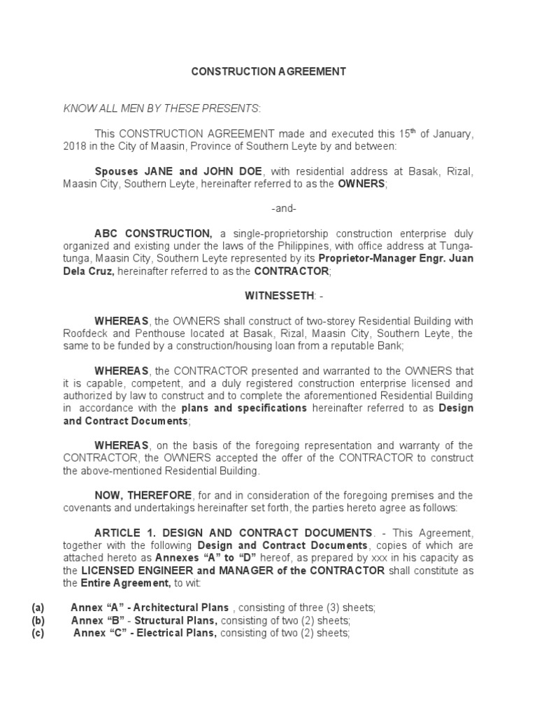 Construction Contract | PDF | Employment | Insurance