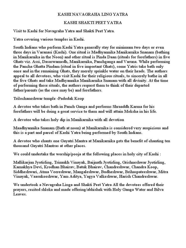 Kashi Navagraha Ling Yatra | PDF | Hindu Worship | Hindu Behaviour And ...