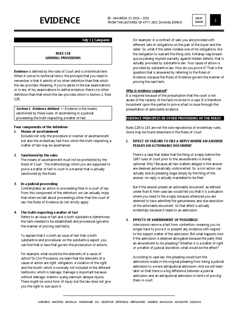 Evidence: Why Is Evidence Required? | PDF | Evidence (Law) | Pleading