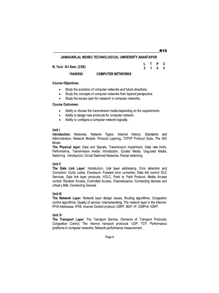 Computer Networks Syllabus Pdf
