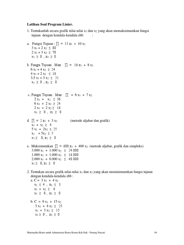 Latihan Soal Program Linier | PDF