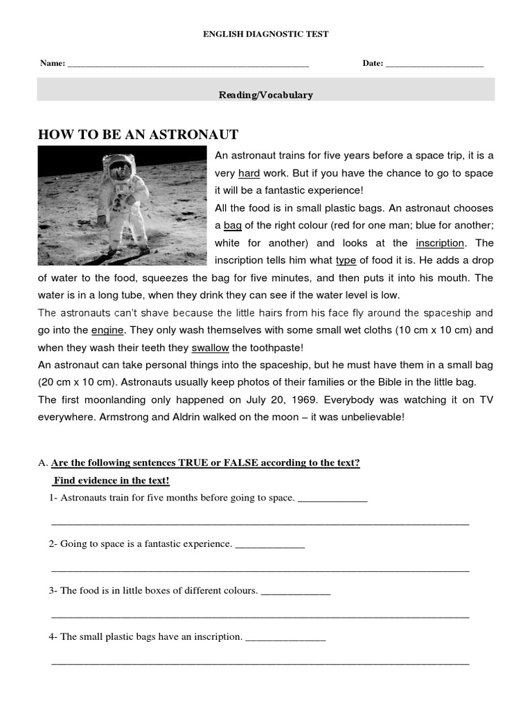 How To Be An Astronaut: Reading/Vocabulary | PDF | Science | Space ...