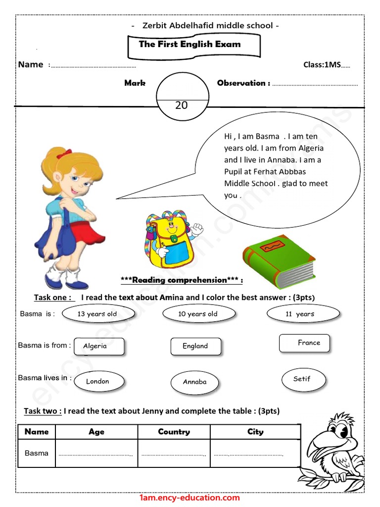 Com/exams: The First English Exam Name | PDF | Cognition | Communication
