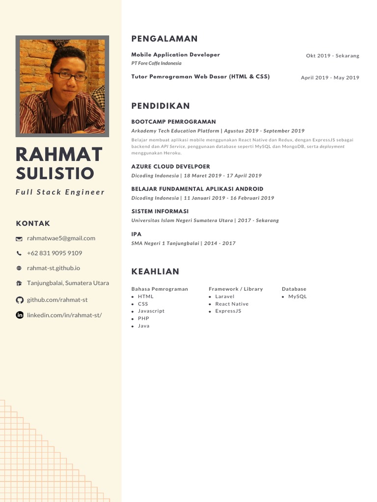 Rahmat Sulistio CV | PDF