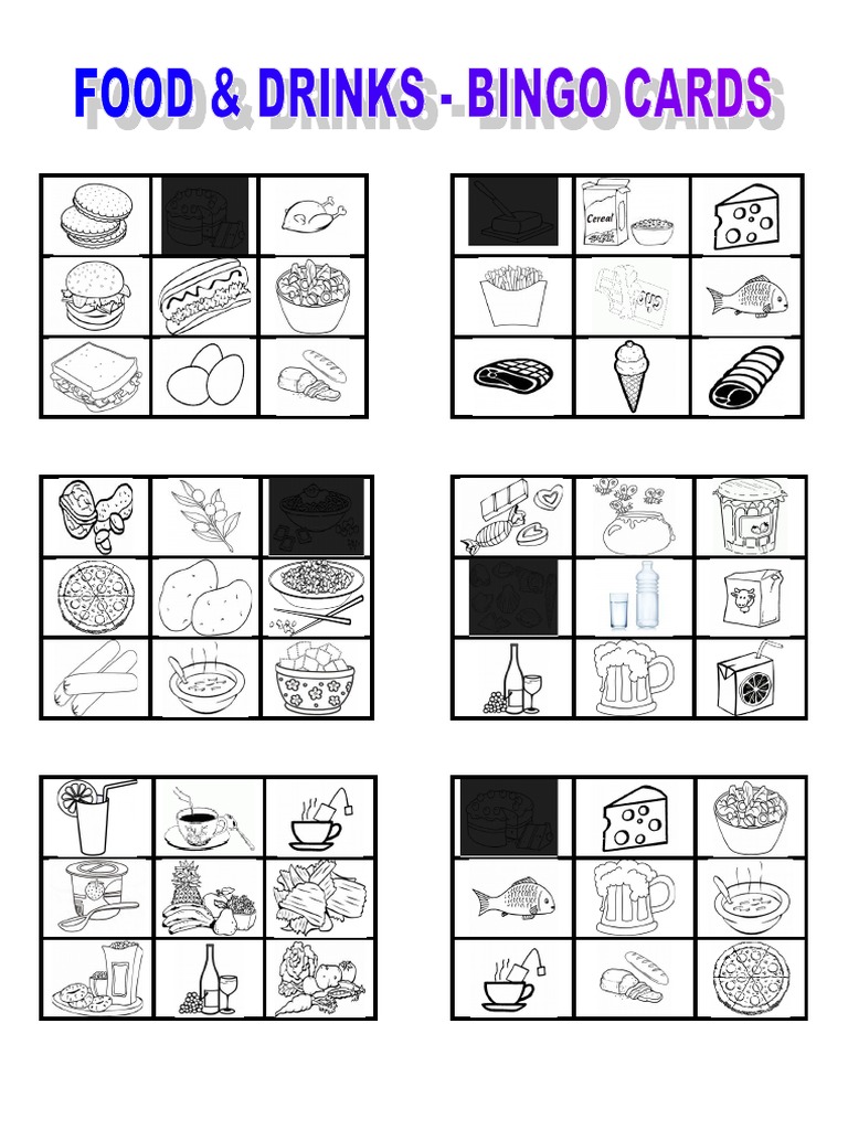 Food and Drinks Bingo Cards | PDF