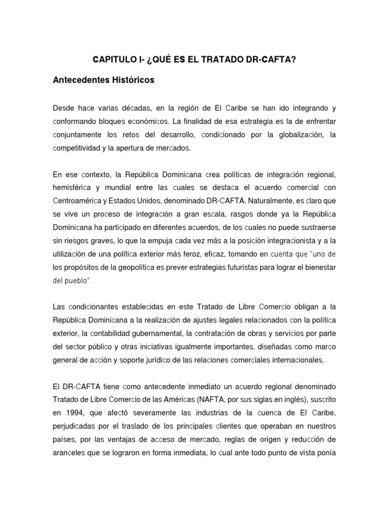 Introducción al Tratado DR-CAFTA | PDF | Acuerdos comerciales | Economias