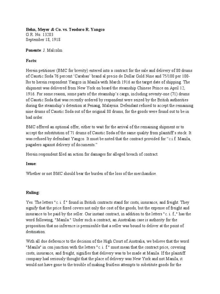 Sales Case Digest | PDF | Cargo | Prices