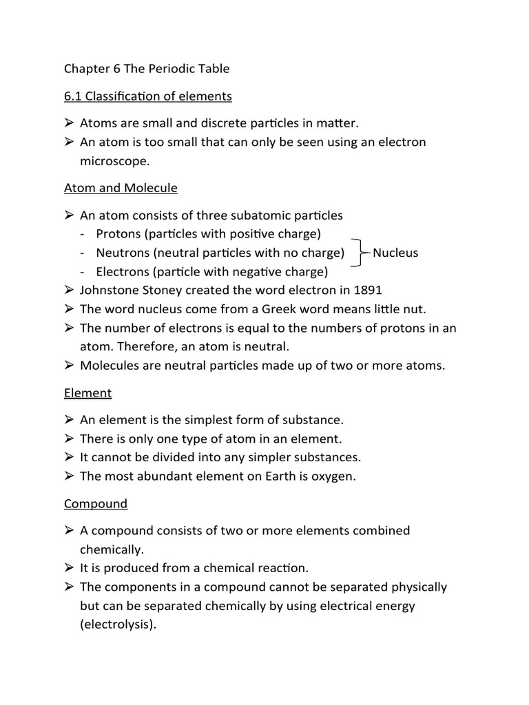 Chapter 6 The Periodic Table | PDF