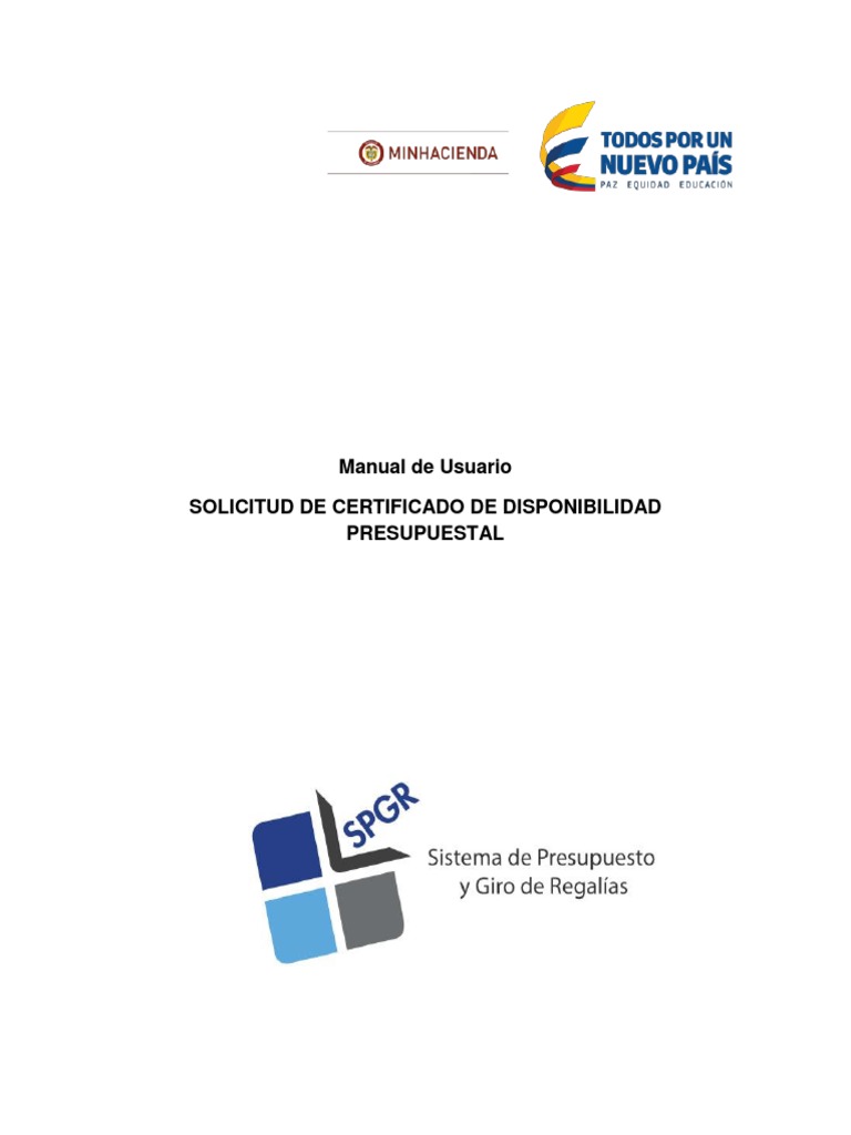 Manual Solicitud de CDP | PDF | Usuario (informática) | Presupuesto