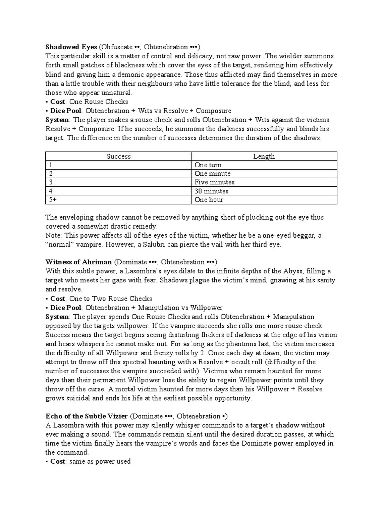 Obtenebration Combo Disciplins | PDF | Vampires