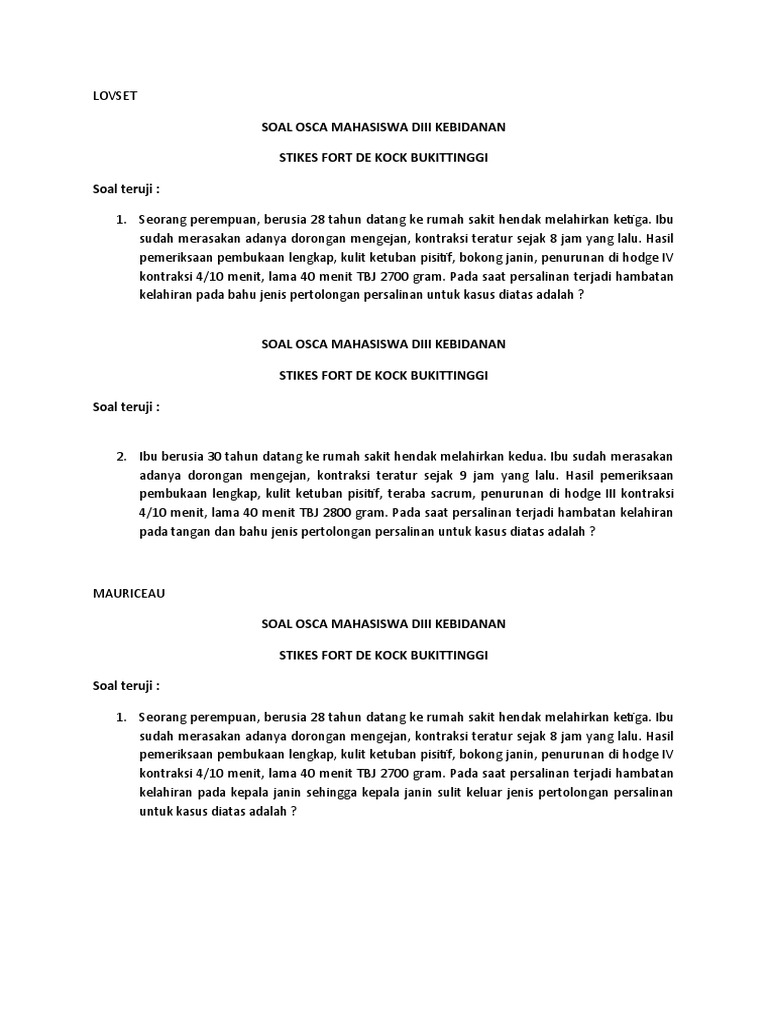 Contoh Soal Osca | PDF