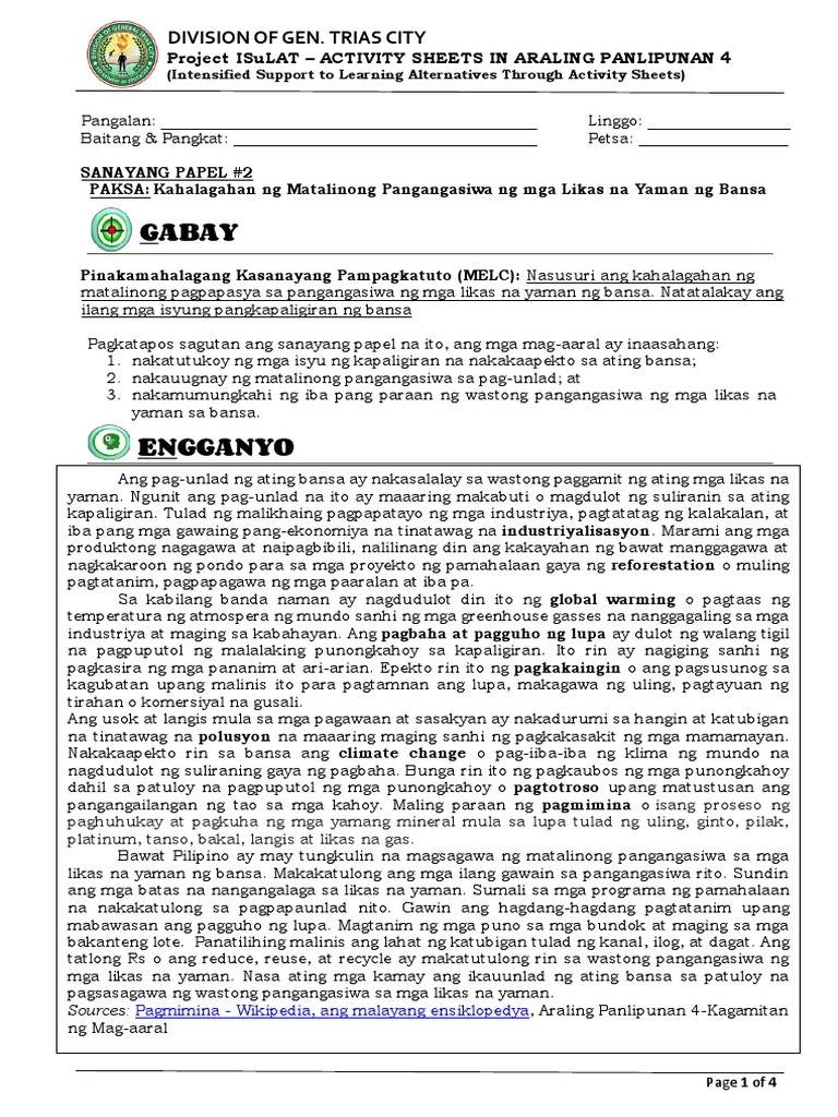 Ap4 q2 Activity Sheet Week 2 | PDF