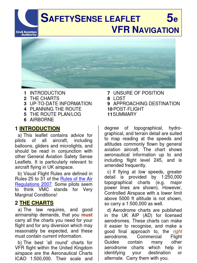 Caa safety sense leaflet - for VFR | Visual Flight Rules | Air Traffic ...