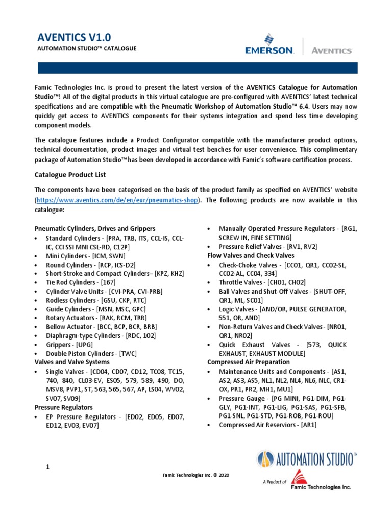 Catalogue Presentation - AVENTICS V1.0 | PDF | Valve | Automation