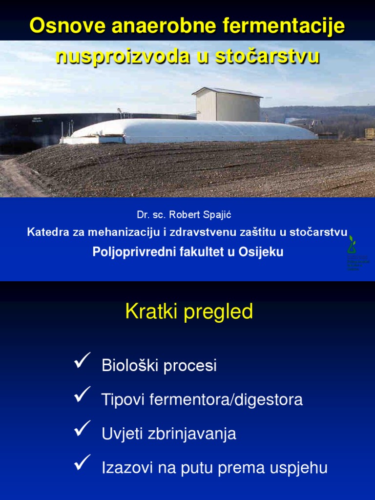Dokumen - Tips - Osnove Anaerobne Fermentacije Anaerobna Fermentacija Bioloki Proces Sloeni | PDF