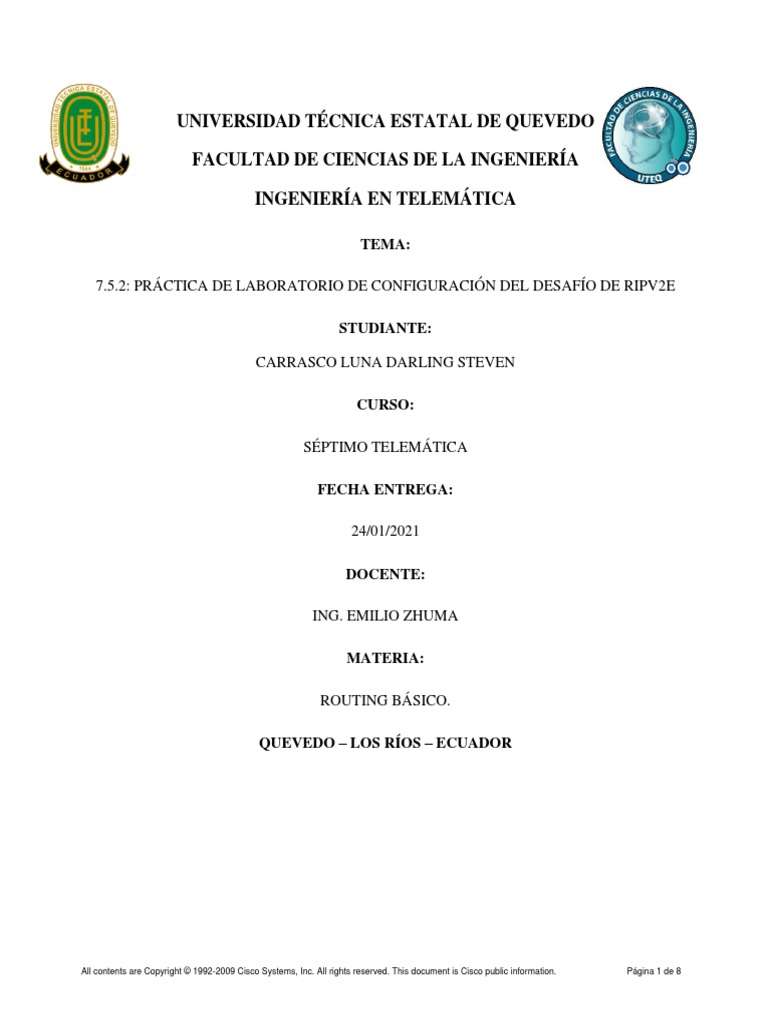 Práctica de Laboratorio de Configuración Del Desafío de Ripv2 | PDF | Enrutador (Computación ...