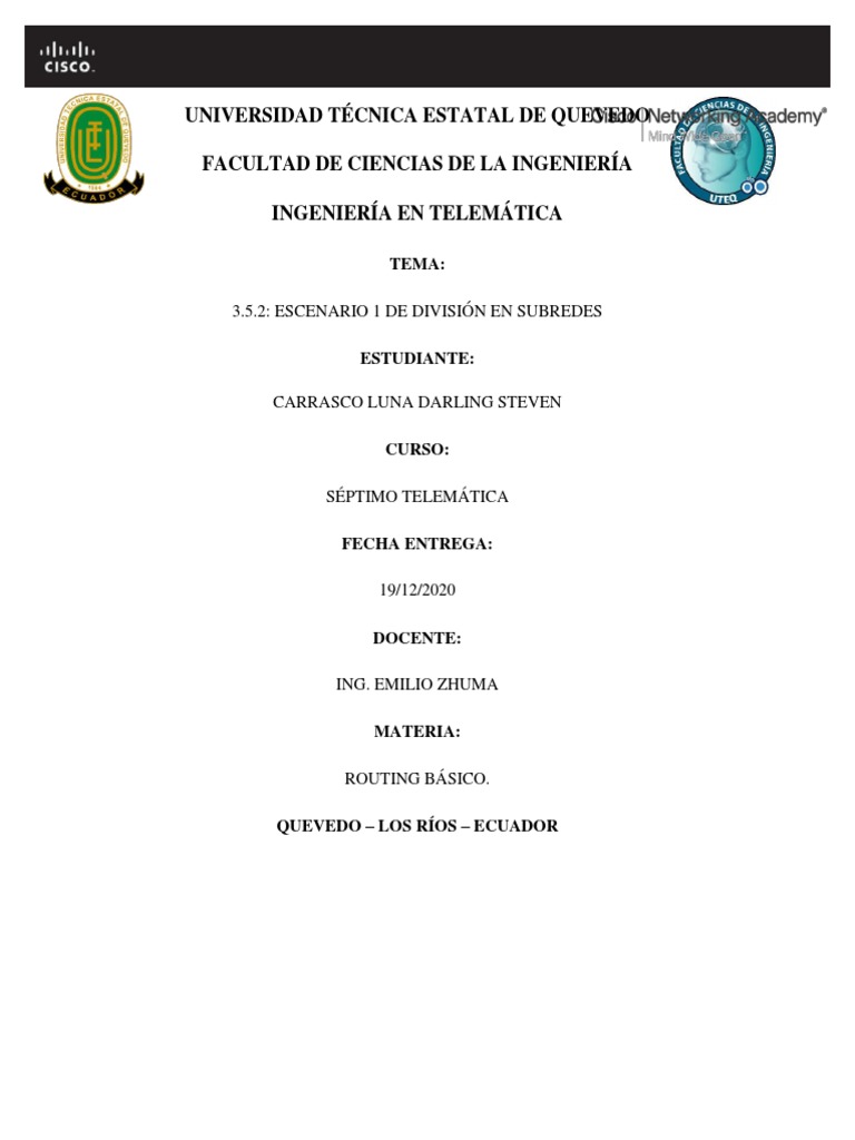 Práctica de Subredes en Telemática | PDF | Dirección IP | Enrutador (Computación)