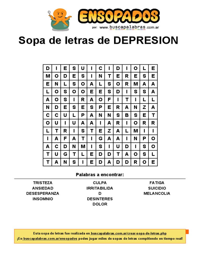 Sopa de Letras de Depresion | PDF