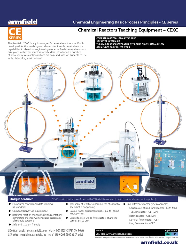 Armfield-CEXC DataSheet v3d Web | PDF | Chemical Reactor | Fluid Dynamics