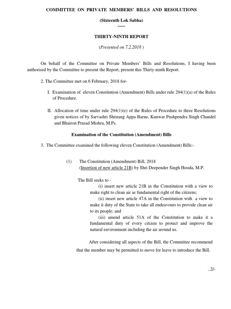 Committee On Private Members' Bills and Resolutions (Sixteenth Lok ...