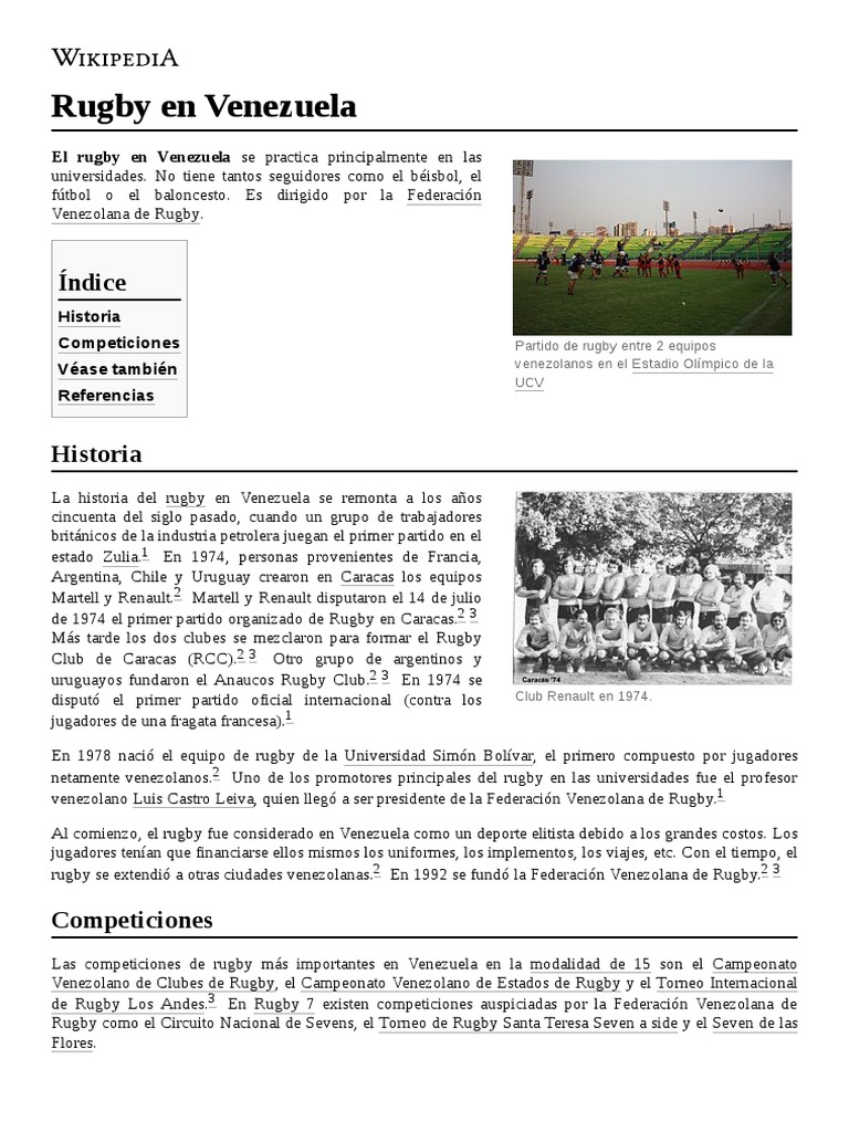Historia del Rugby en Venezuela | PDF | Deportes | Códigos de fútbol