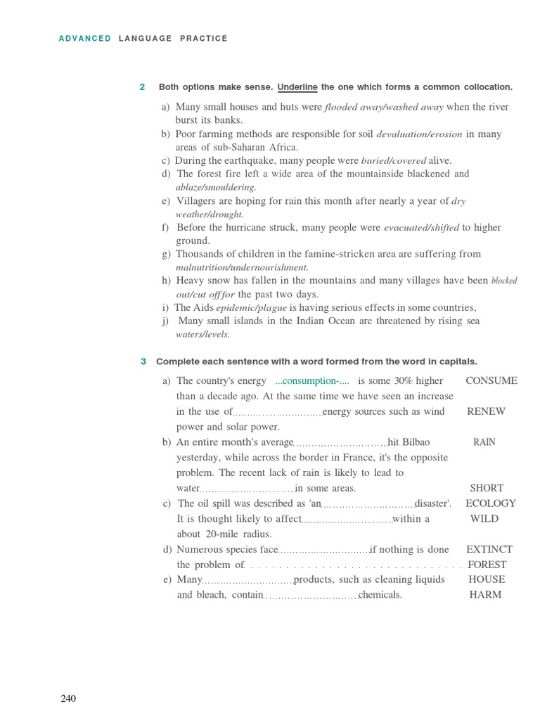 advanced language practice-страницы-249-251 | PDF | Rain | Poverty