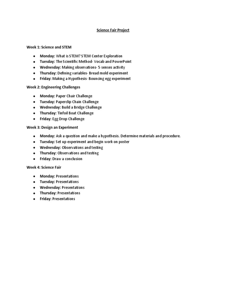 Science Fair Project Outline | PDF