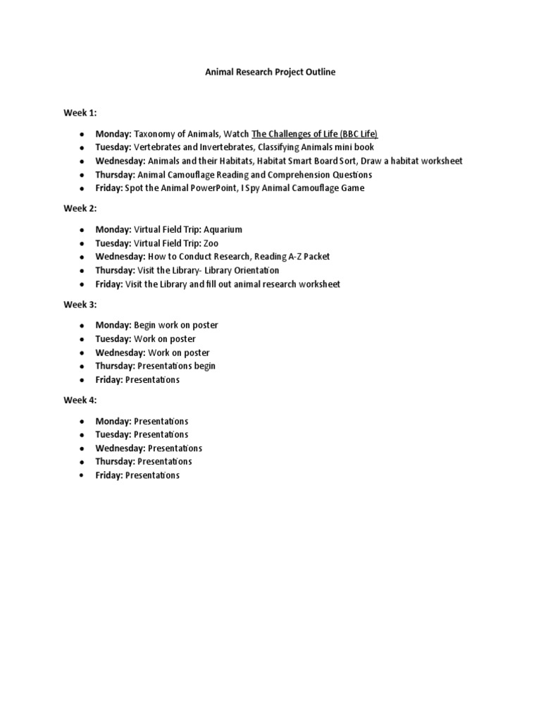 Animal Research Project Schedule | PDF