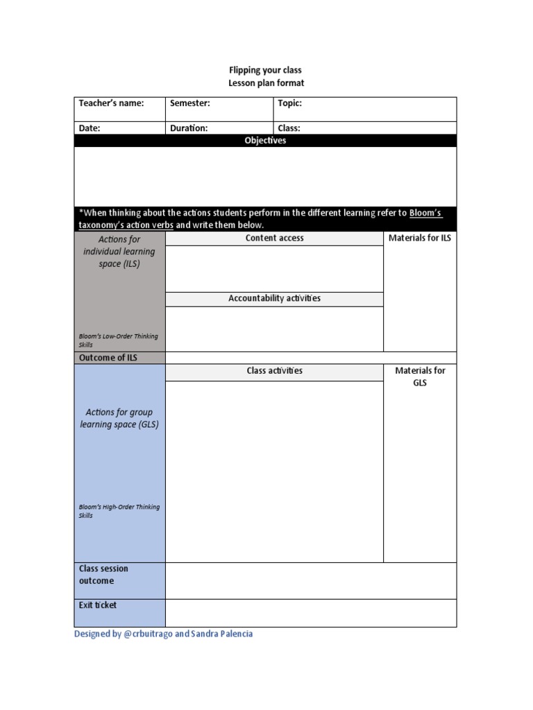 Flipping Your Class Lesson Plan Format | PDF