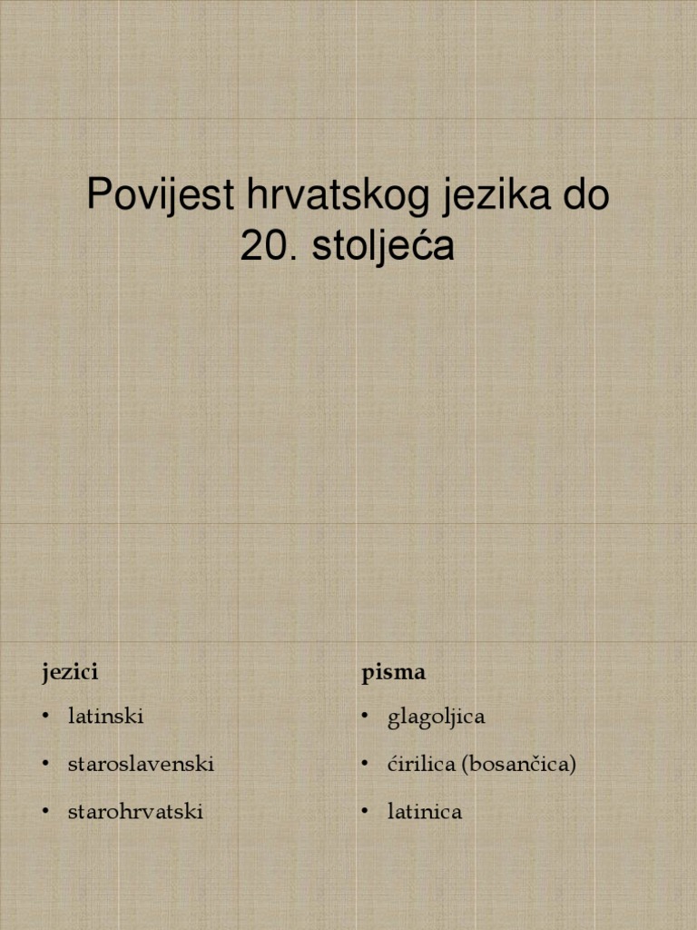 Povijest Hrvatskog Jezika Do 20. Stoljeća | PDF