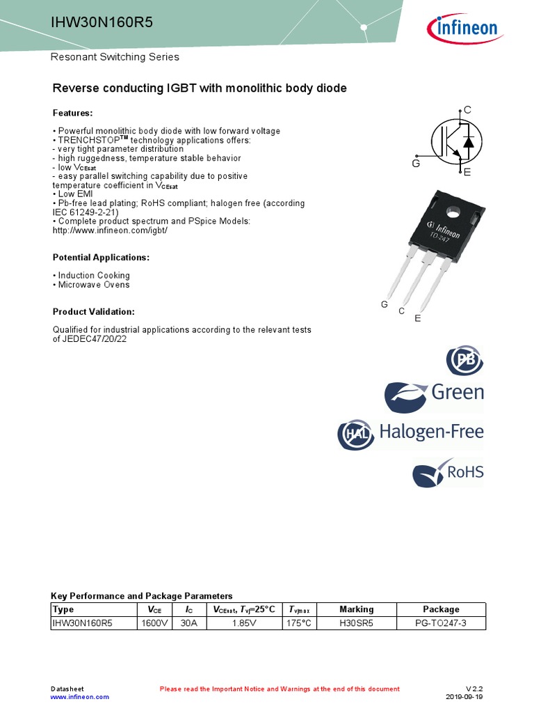 Infineon IHW30N160R5 DataSheet v02 - 02 EN | PDF | Electric Power | Electrical Components