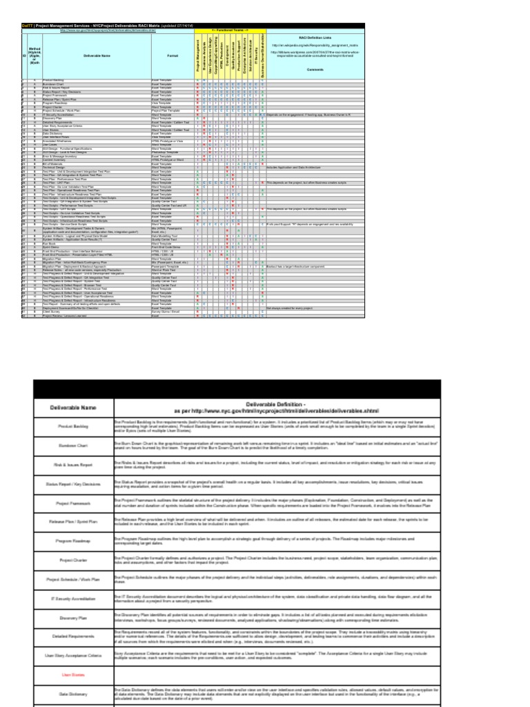 Project Management Services - Nycproject Deliverables Raci Matrix ...
