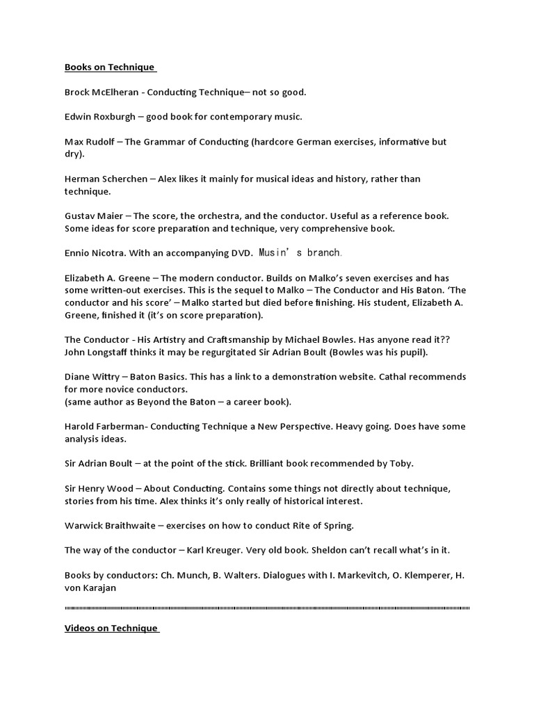 Books On Technique | PDF | Conducting | Orchestras